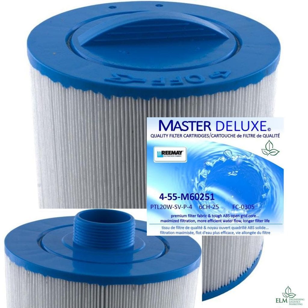 20sqft. Spa Filters 4-Pack Master Deluxe M60251 PTL20W-SV-P-4 6CH-25 FC ...
